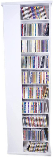 Large 4-Sided Spinner CD/DVD Storage Rack, White