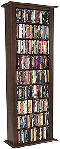 76" Tall 754 CD Rack / 312 DVD Media Storage Shelf - Walnut