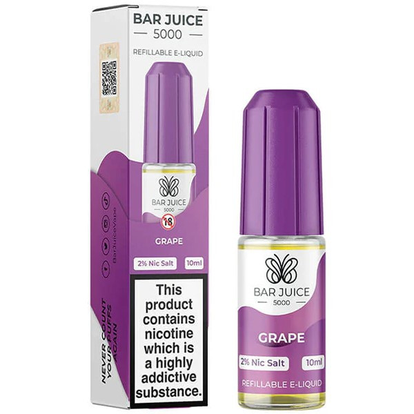 Grape Nic Salt 10ml by Bar Juice 5000 - 10 For £19.99