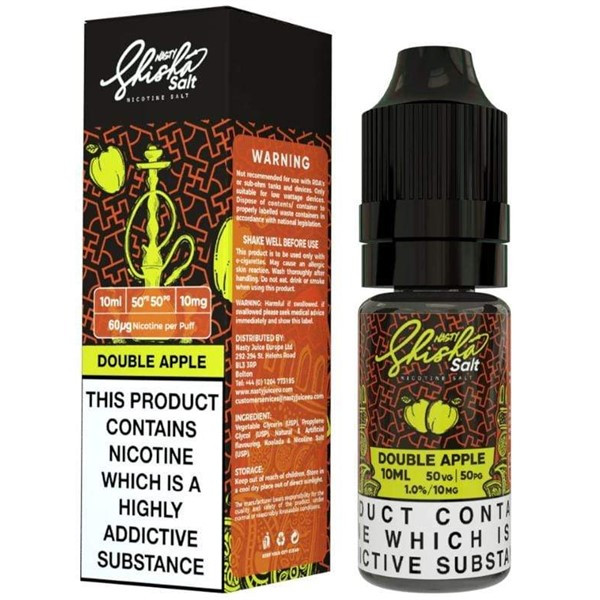 Double Apple Nic Salt E Liquid 10ml By Nasty Shisha Salt £2.50