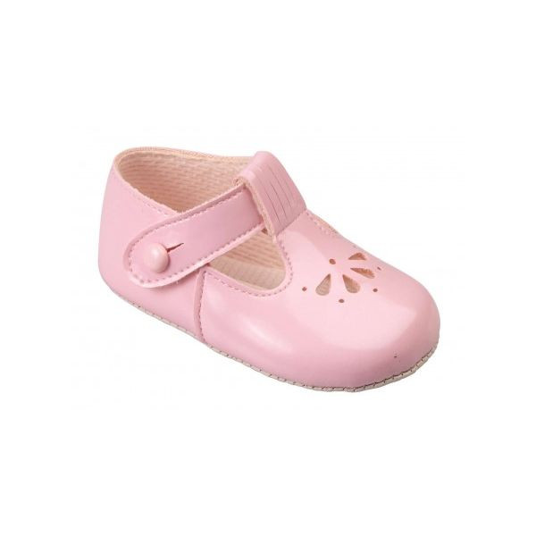 Baypods B617 - Girls Pink Patent Soft Sole Shoes with Petal Cut Design ...