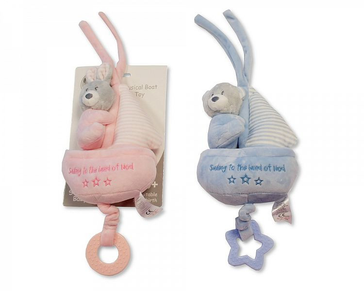 GP-25-0937 MUSICAL BOAT TOY - RABBIT/BEAR - Kiddie Boutique By Claire