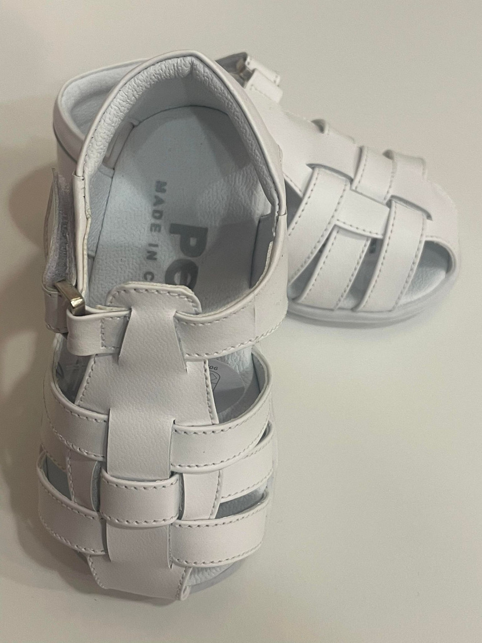 PEX Boys Harris White Gladiator-Style Sandal with Velcro Fastening ...