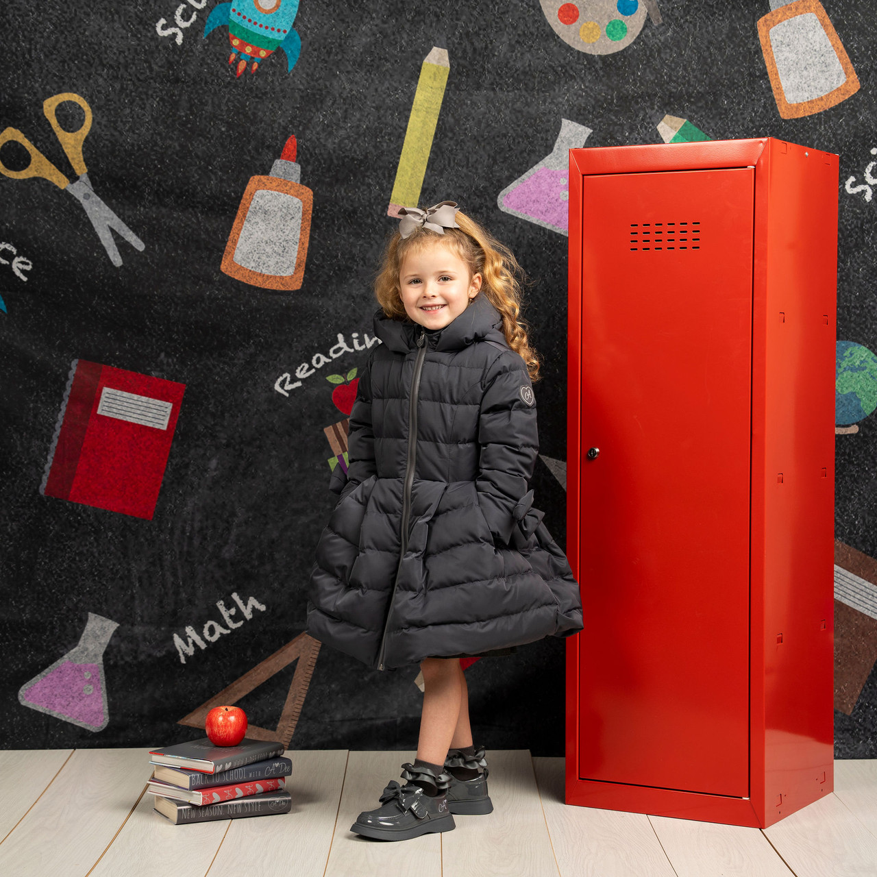 ADEE Girls Grey Long Padded Coat with Oversized Hood & Bows - JOYCE ...