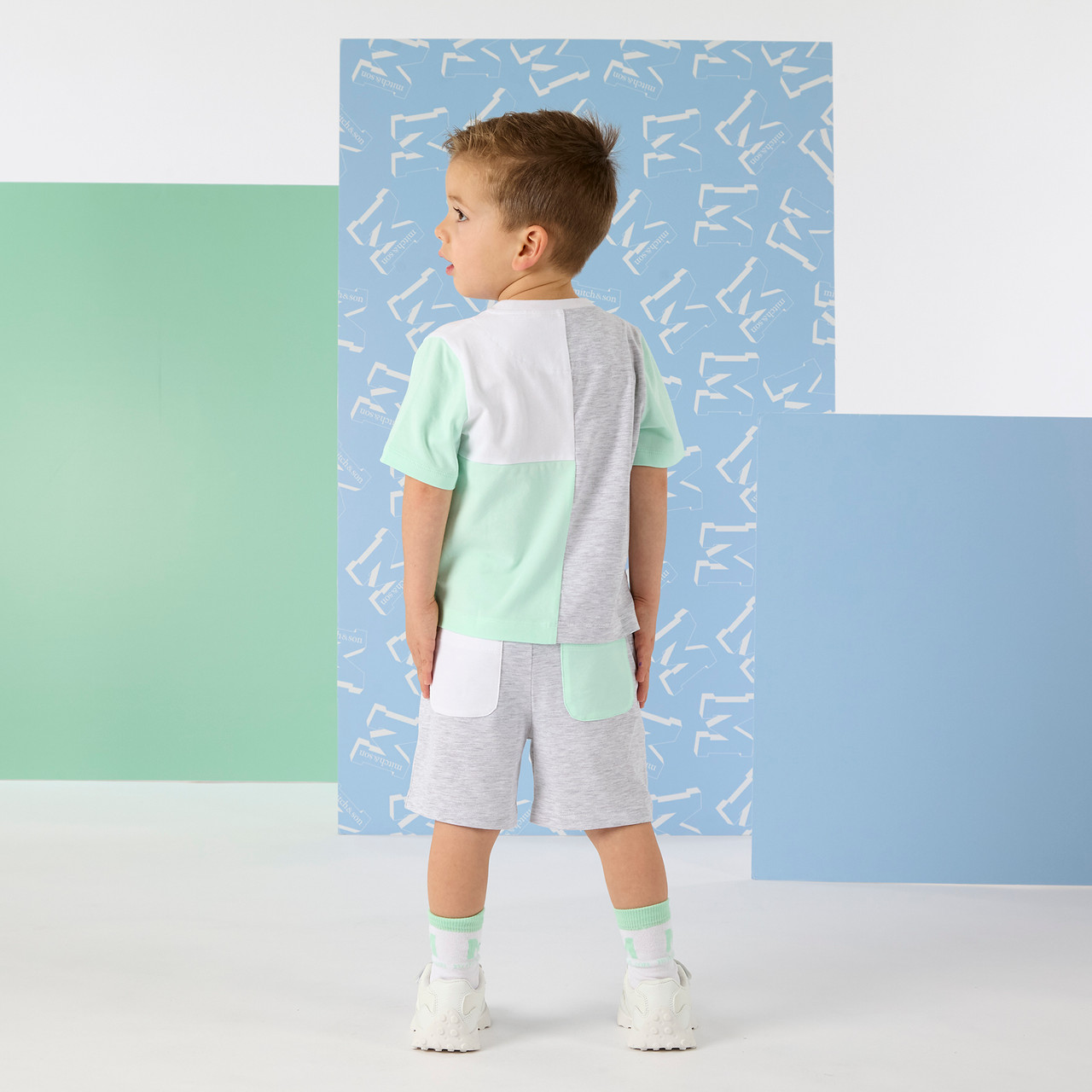 Mitch & Son Boys Mint/Grey Cut & Sew Soft Short Set - Otto (MS26106 ...
