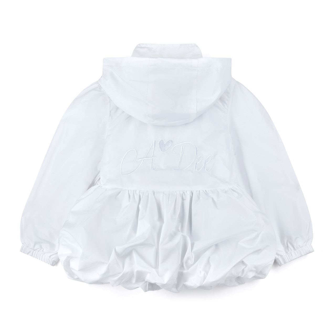 ADEE Girls White Puff Jacket with Bows on Front & Branding on Back ...