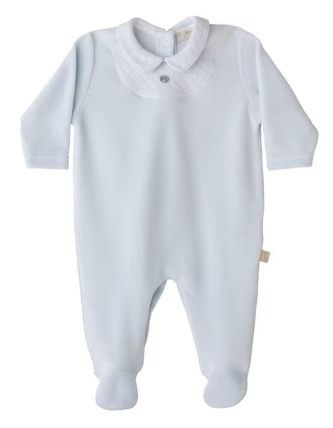 BABY GI BLUE VELOUR BABYGROW L02 - Kiddie Boutique By Claire