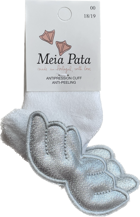 Meia Pata White Booties with Silver Wings 1207M - Kiddie Boutique By Claire