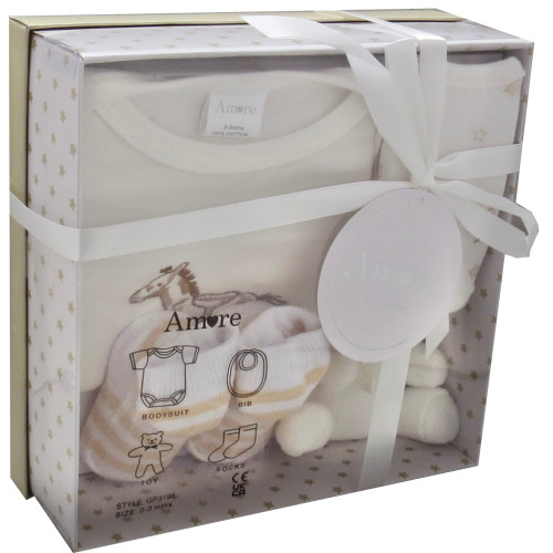 Amore 4 Piece Boxed Gift Set 3195 Cream/Beige - Kiddie Boutique By Claire