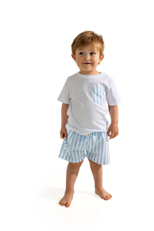 Meia Pata Swim Shorts & T Shirt Set - Blue Stripes - MP021SS25 ...