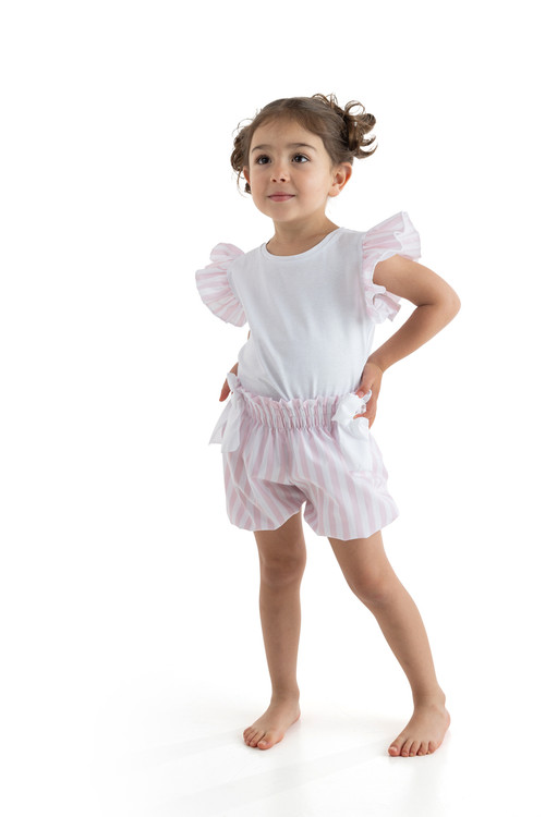 Meia Pata Shorts & T Shirt Set - Pink Stripes - MP020SS25/MP024SS25 ...