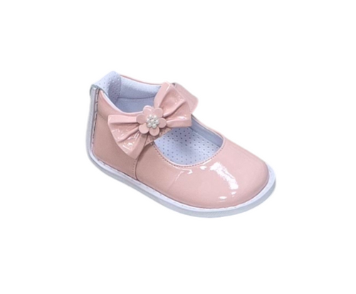 PEX Girls Pink Georgina Mary-Jane Style Shoe with Side Bow & Velcro ...