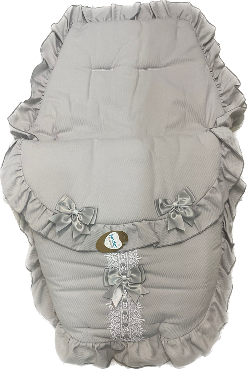 Kinder 5823 Waffle Ribbon Slot Lace, Frill Buggy Liner Cosy Toes Grey ...