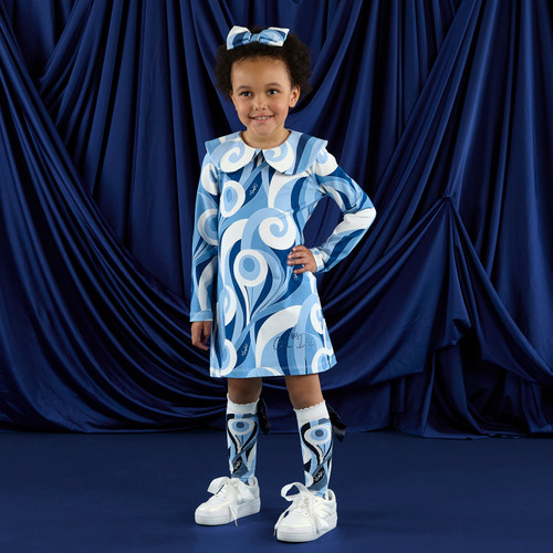 ADEE Girls Blue Swirl Printed Jersey Dress - NORA (W253721) - Kiddie ...