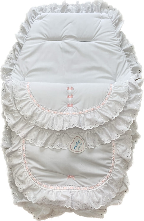 Kinder 4897 Broderie Anglaise Ribbon Slot Buggy Liner/Cosy Toes - White ...