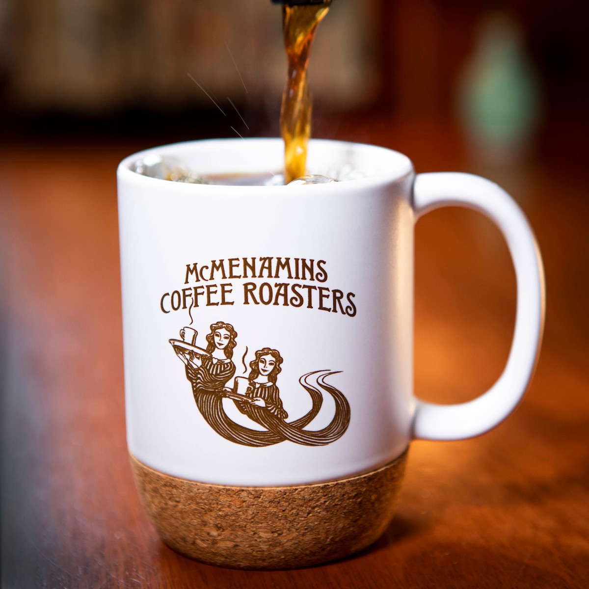 Roastery Ghost Waitress Cork Bottom Mug - McMenamins Online Shop