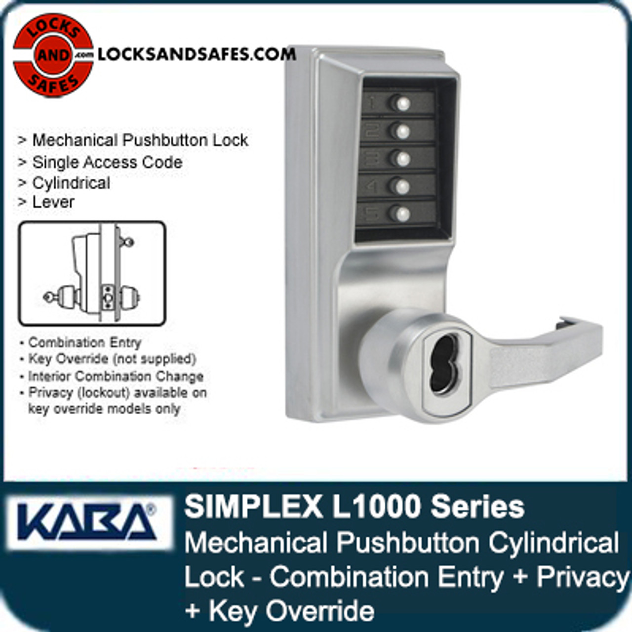 Simplex 1000 Mechanical Pushbutton Cylindrical Lock