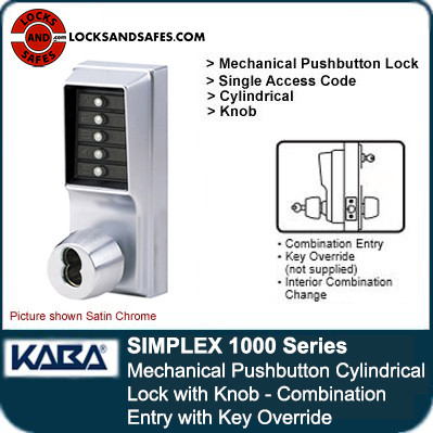Simplex 1000 Mechanical Pushbutton Cylindrical Lock