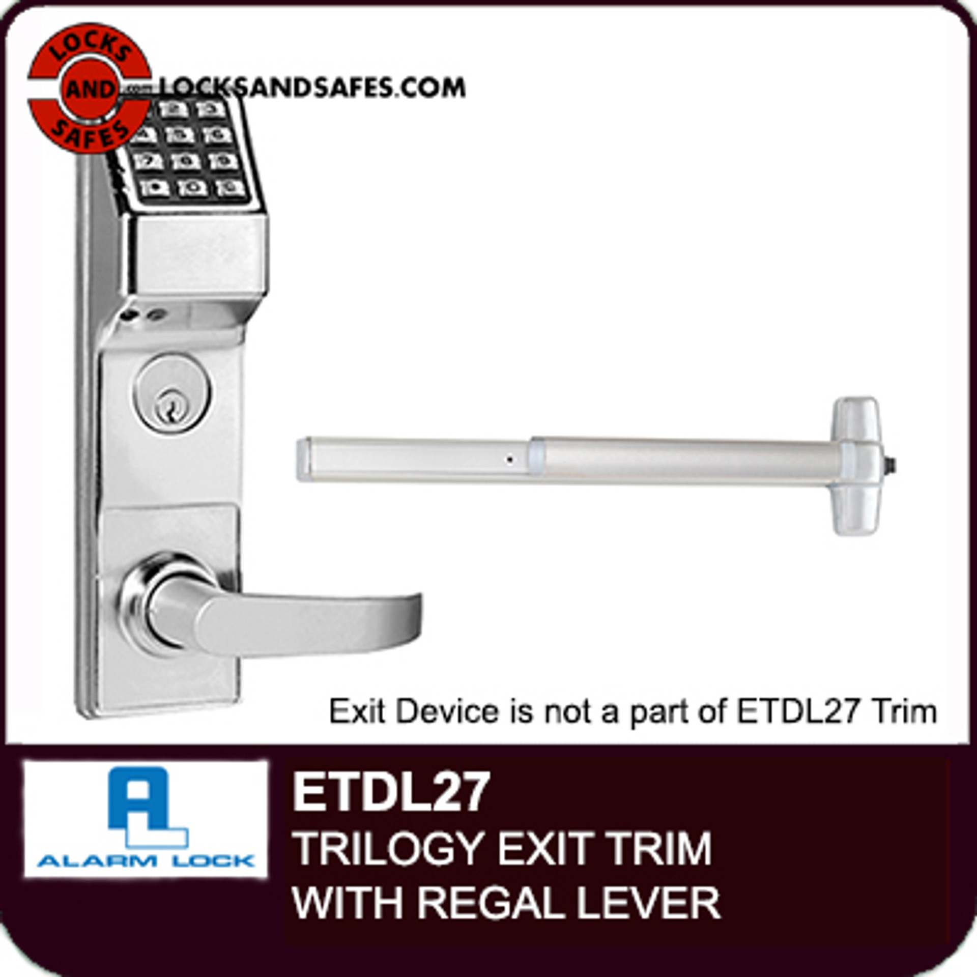 Alarm Lock Trilogy Etdl Exit Trim Straight Lever