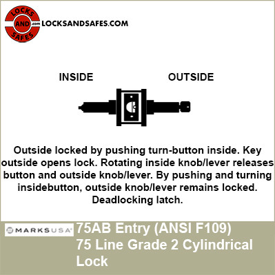 Marks 75AB Entry (F109) Cylindrical Lock | Marks 75 Line