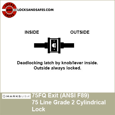 Marks 75FQ Exit (F89) Cylindrical Lock | Marks 75 Cylindrical Lock