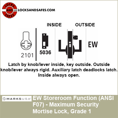 Marks Maximum Security Storeroom Mortise Lock (ANSI F07)
