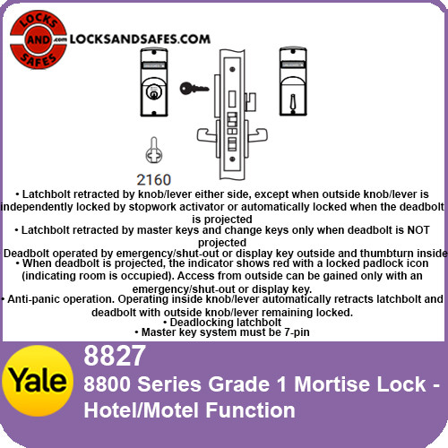 Yale 8827 Hotel Mortise Lock | Yale 8800 Motel Mortise Lock