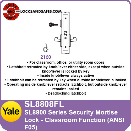 Yale SL8808 Classroom Function Security Mortise Lock