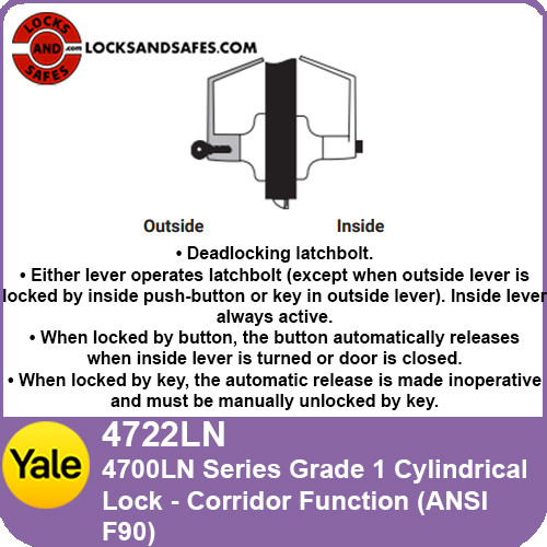Yale 4722LN Corridor Function | Yale 4700LN Cylindrical Lock