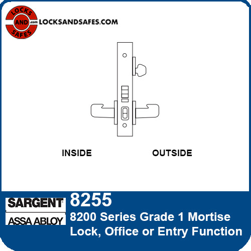 Sargent 8255 Office or Entry Mortise Lock Standard Lever on Rose