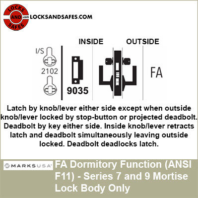 Marks Series 7 and 9 Mortise Lock Body | Dormitory Function