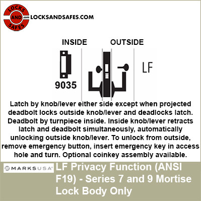 Marks Series 7 and 9 Mortise Lock Body | Privacy Function
