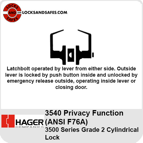 Hager 3540 Privacy Grade 2 Cylindrical Lock