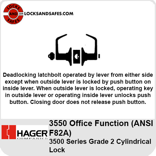 Hager 3550 Office Grade 2 Cylindrical Lock | Hager 3500