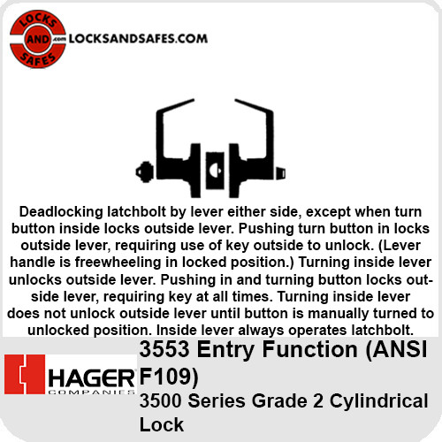 Hager 3553 Entry Grade 2 Cylindrical Lock | Hager 3500
