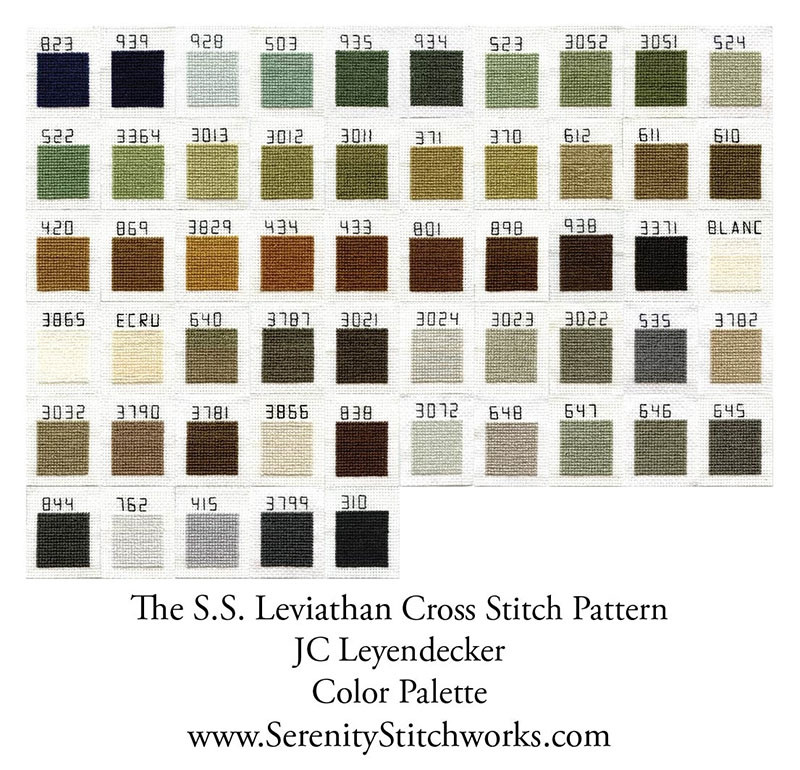 The S.S. Leviathan Cross Stitch Pattern | JC Leyendecker | Vintage ...