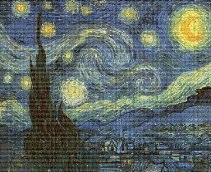 Starry Night Over the Rhone Cross Stitch Pattern | Vincent van Gogh ...