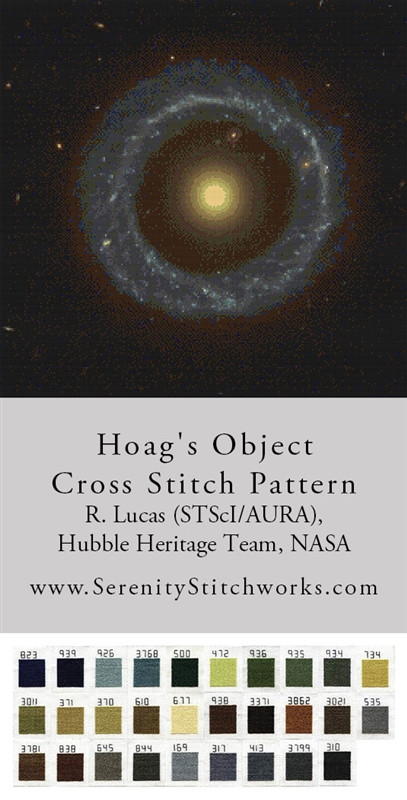 Hoag's Object Cross Stitch Pattern - Hubble Telescope