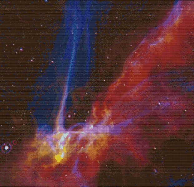 Cygnus Loop Supernova Remnant Cross Stitch Pattern - Hubble Telescope Image