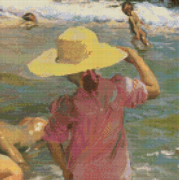Children on the Seashore Cross Stitch Pattern | Joaquin Sorolla y ...