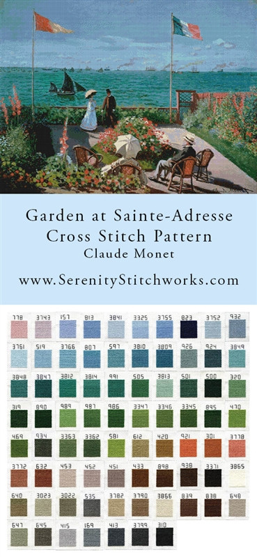 Garden at Sainte-Adresse Cross Stitch Pattern - Claude Monet ...