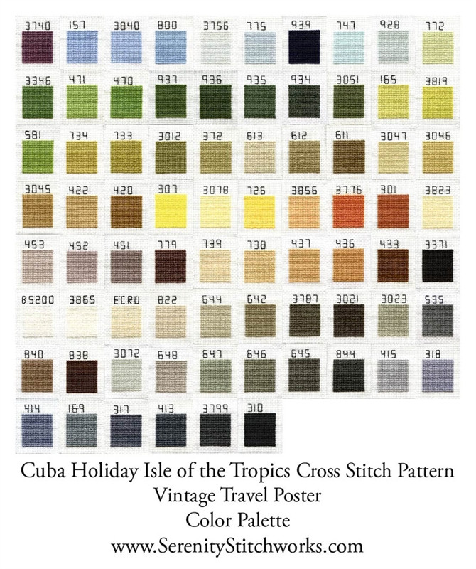Vintage Cuba Holiday Isle of the Tropics Cross Stitch Pattern