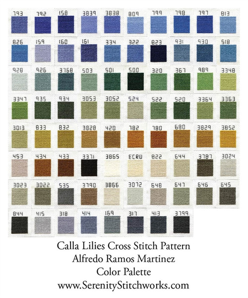 Calla Lilies Cross Stitch Pattern - Alfredo Ramos Martinez - Impressionism