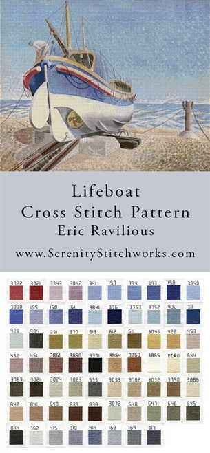 Lifeboat Cross Stitch Pattern - Eric Ravilious - Modern art