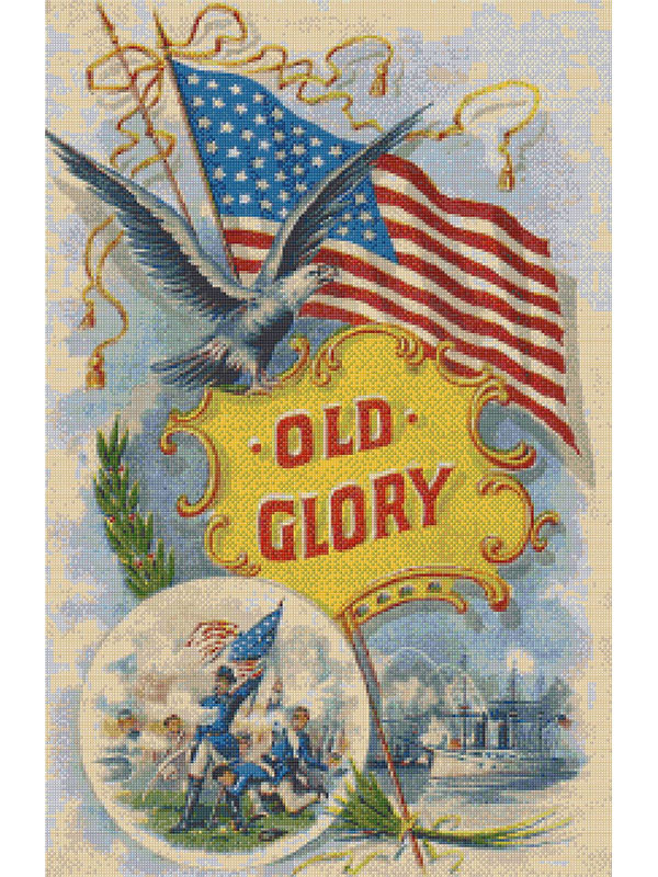 Old Glory Cross Stitch Pattern | American Flag | Vintage Illustration