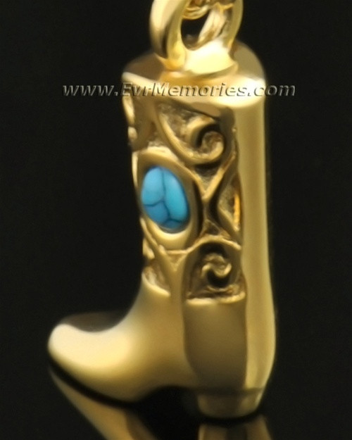 14k gold western boot urn pendant for ashes
