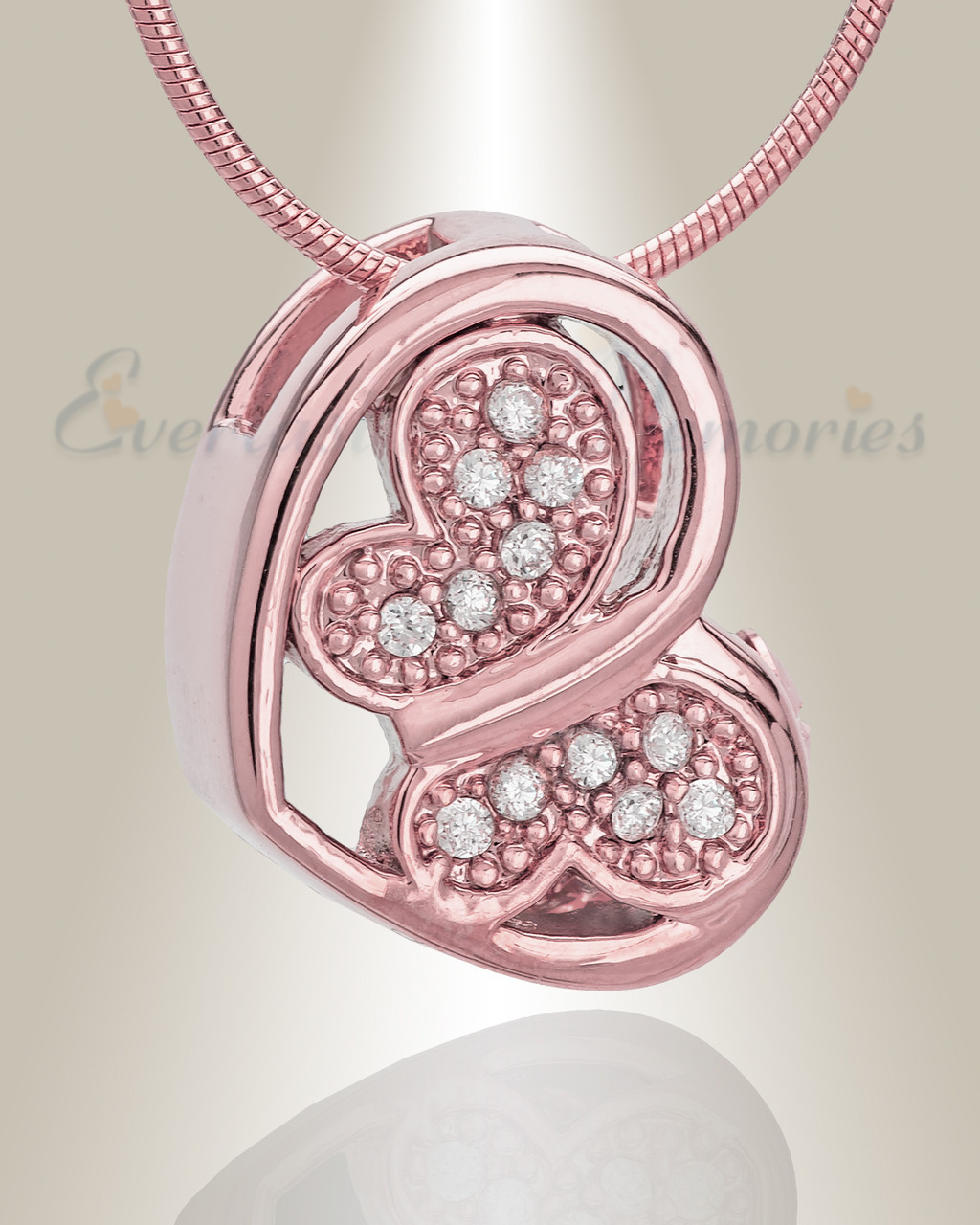 Rose Gold Spring Heart cremation jewelry and heart memorial jewelry