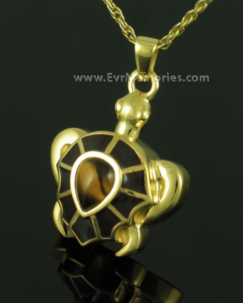 gold plated amber turtle ashes locket as a lasting memory