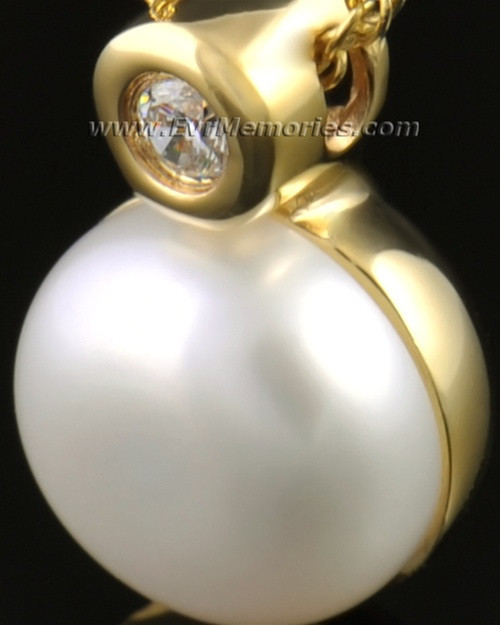 solid 14 karat gold pearl cremation pendants to honor a beloved