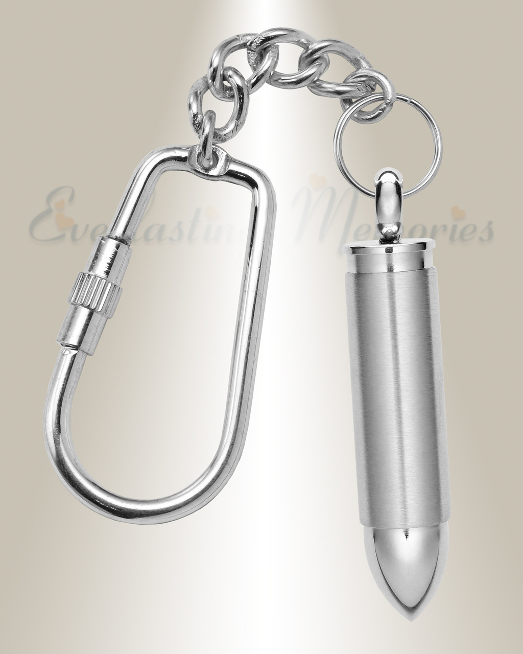 Stainless Cartridge Keychain and Bullet memorial jewelry